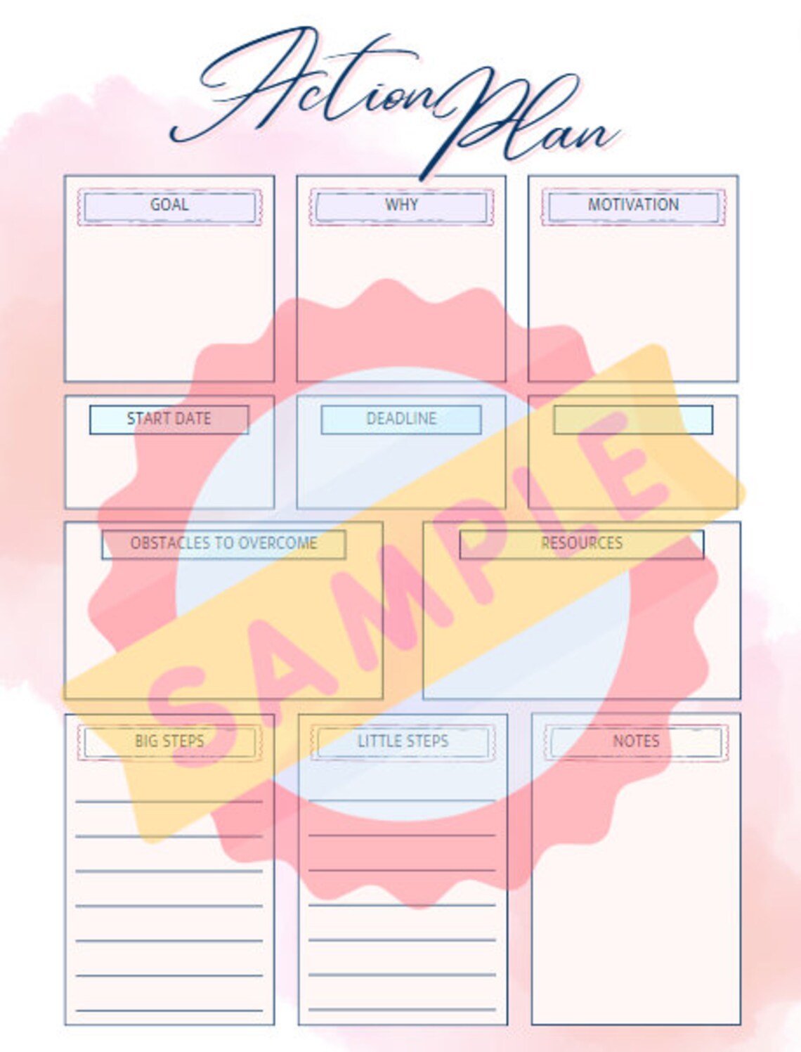 Action Plan- PDF Download- Calendar / Planner Filler Page- Printable ...