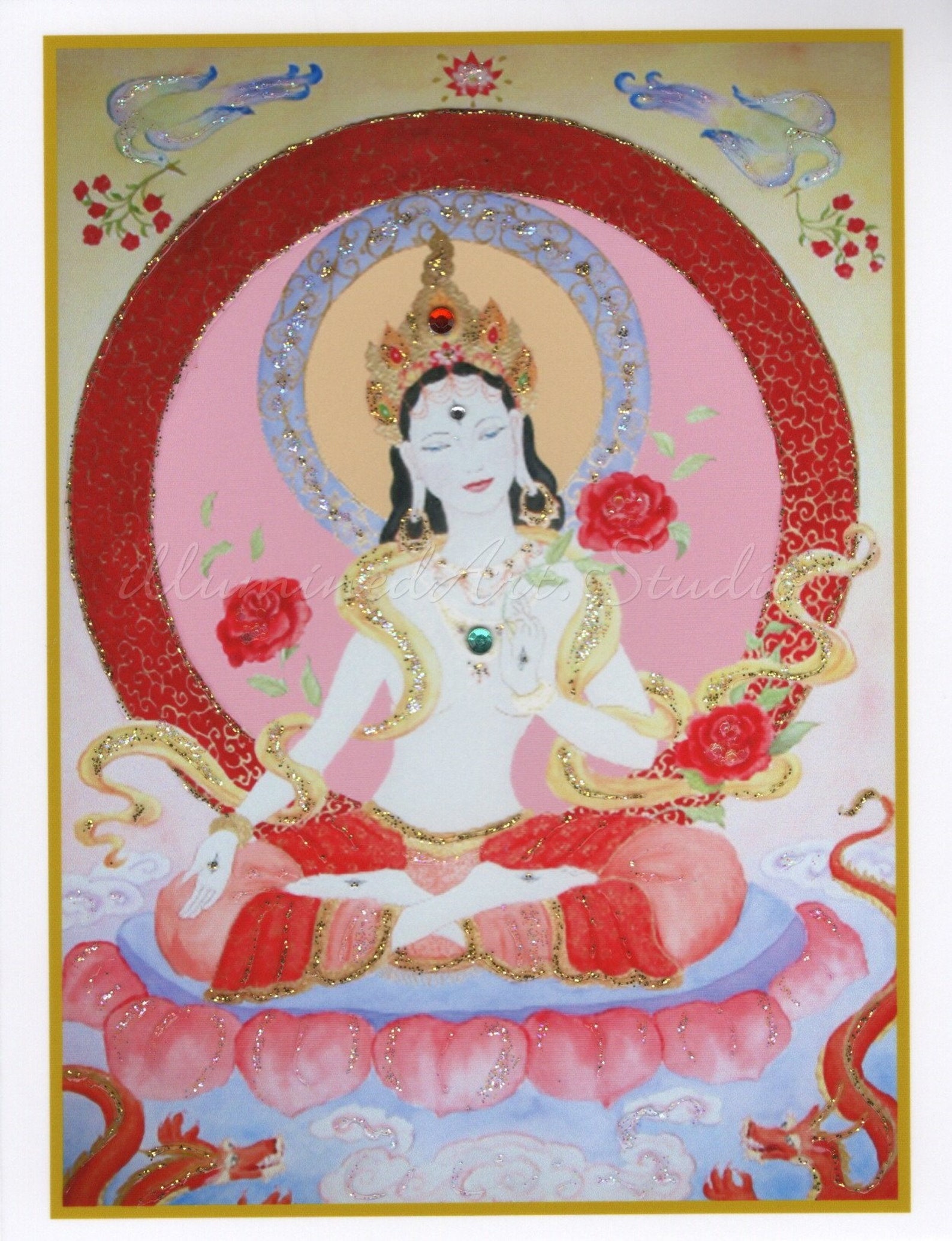 White Tara Hand-embellished Card | Etsy