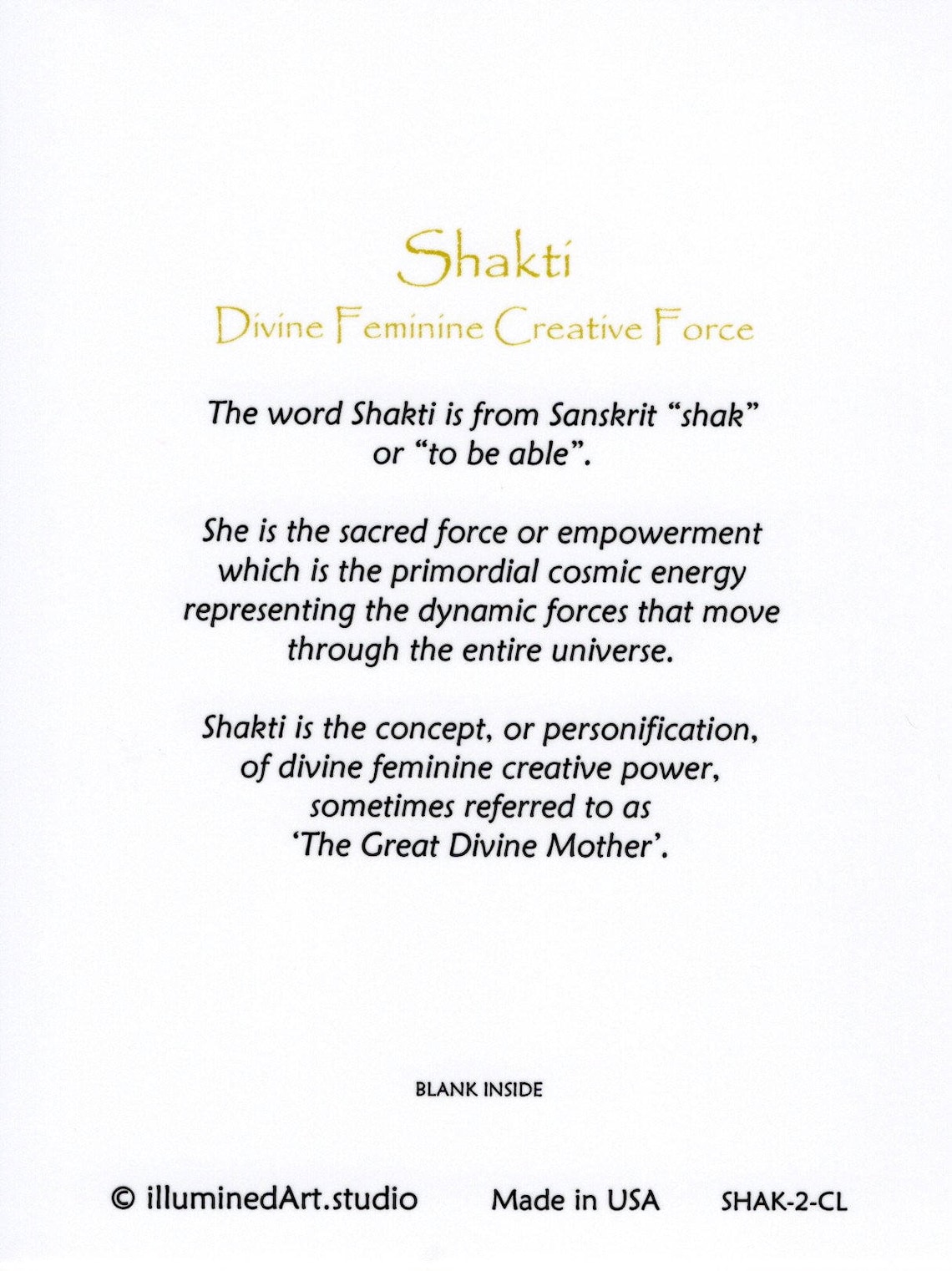 Goddess Shakti Card - Etsy