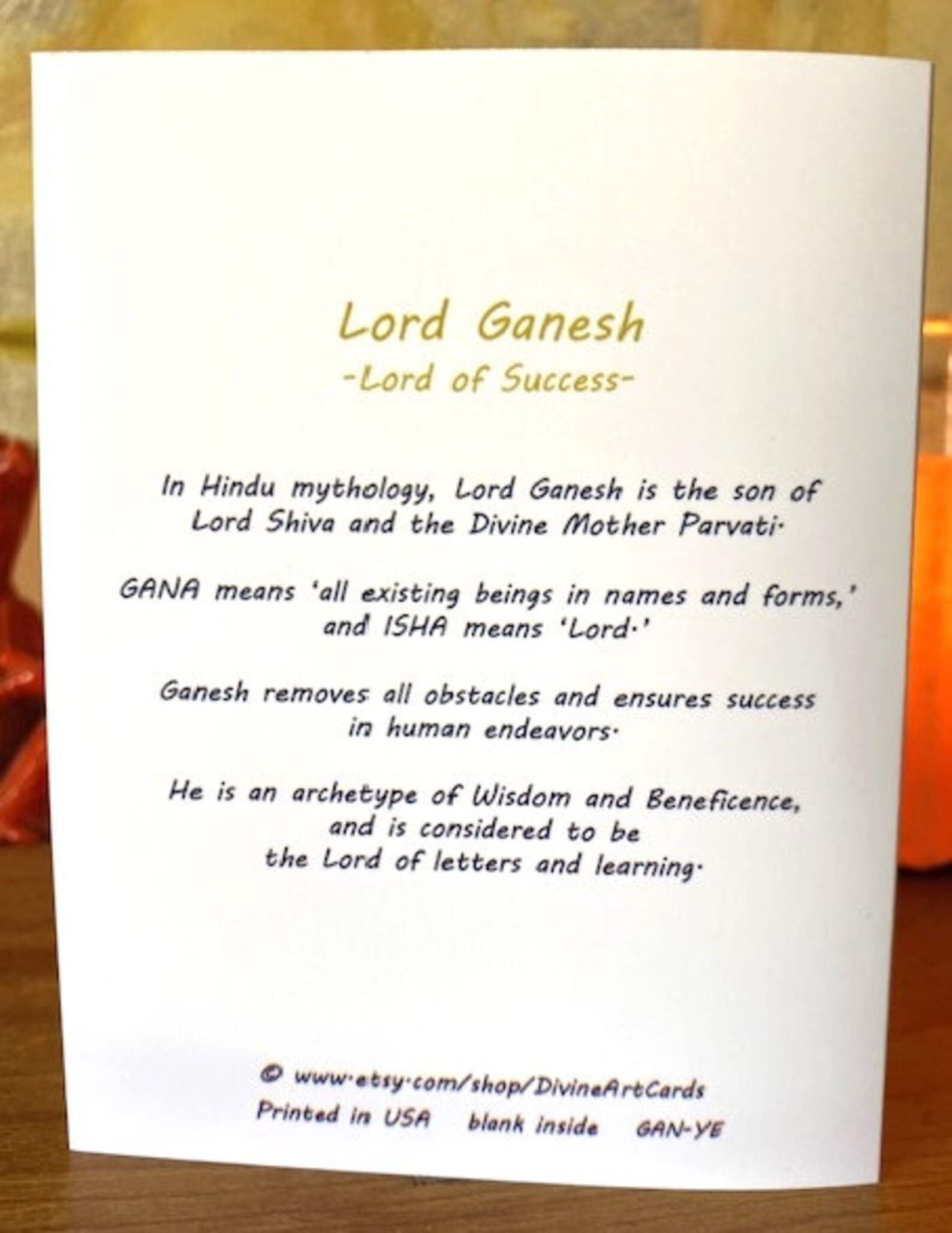 Lord Ganesh Hand-embellished Card - Etsy