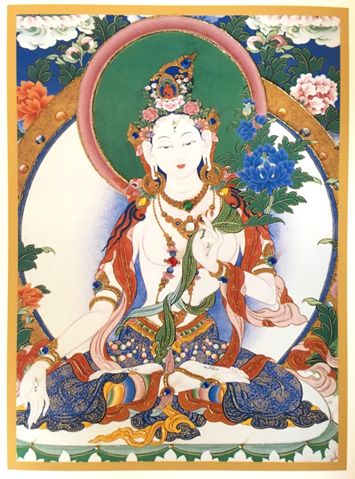 Art Print: White Tara, Hand-embellished - Etsy