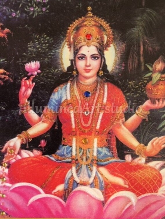 Goddess Lakshmi Hand-Embellished Greeting Card | Etsy