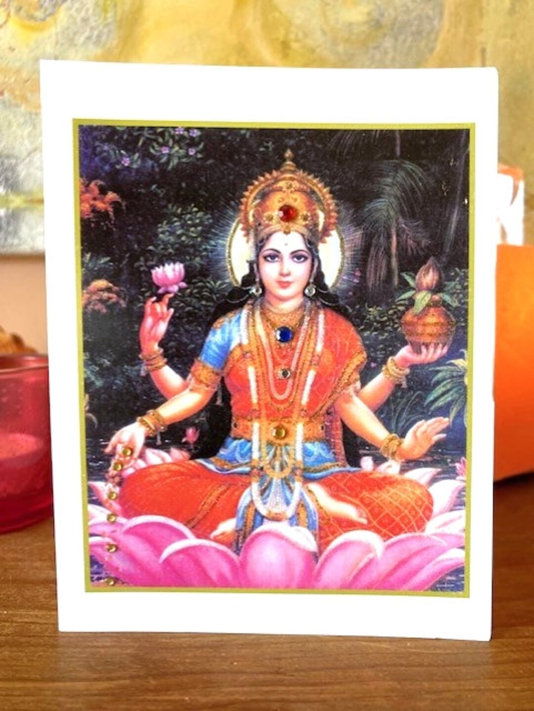 Goddess Lakshmi, Hand-embellished Greeting Card - Etsy