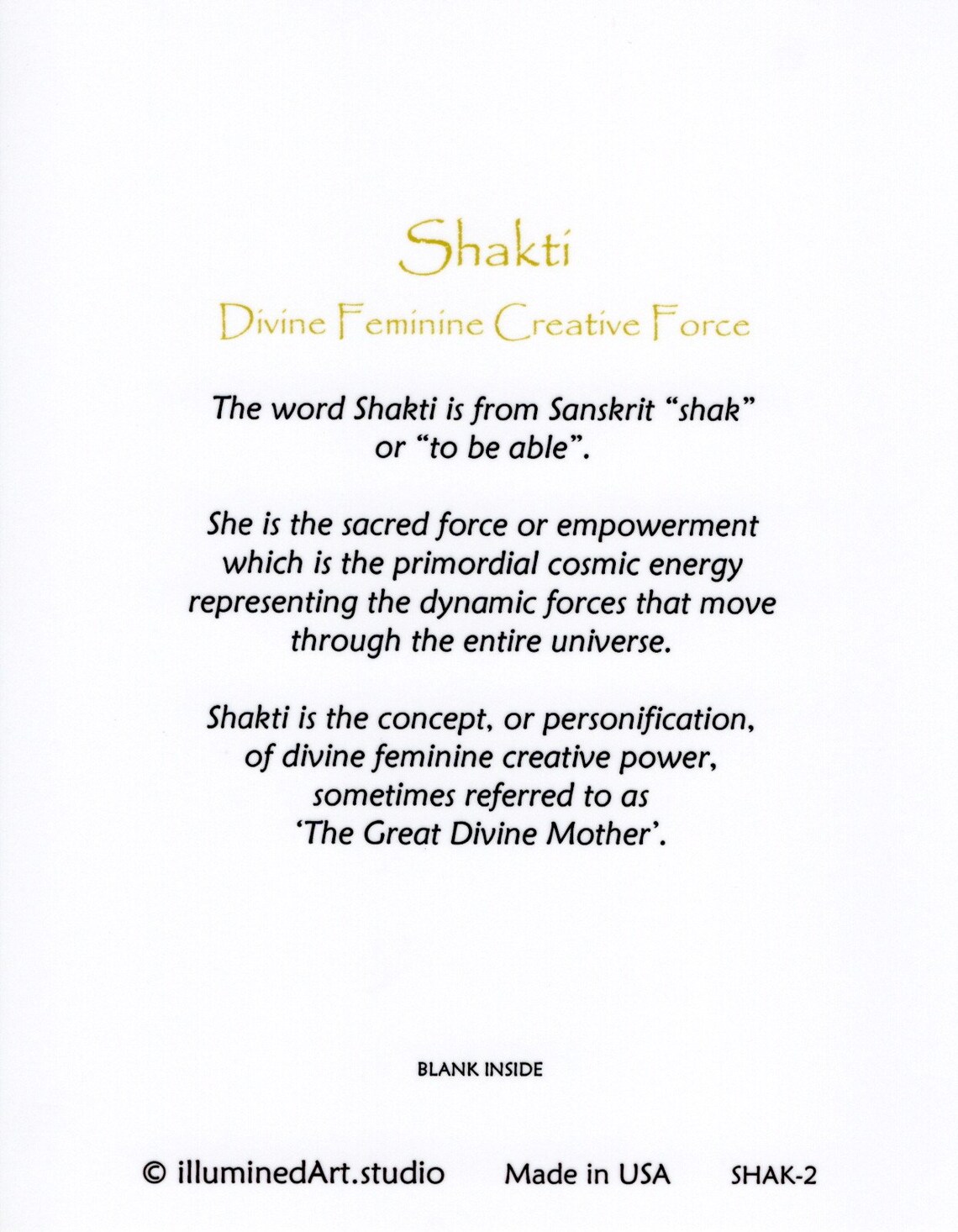 Goddess Shakti Card - Etsy