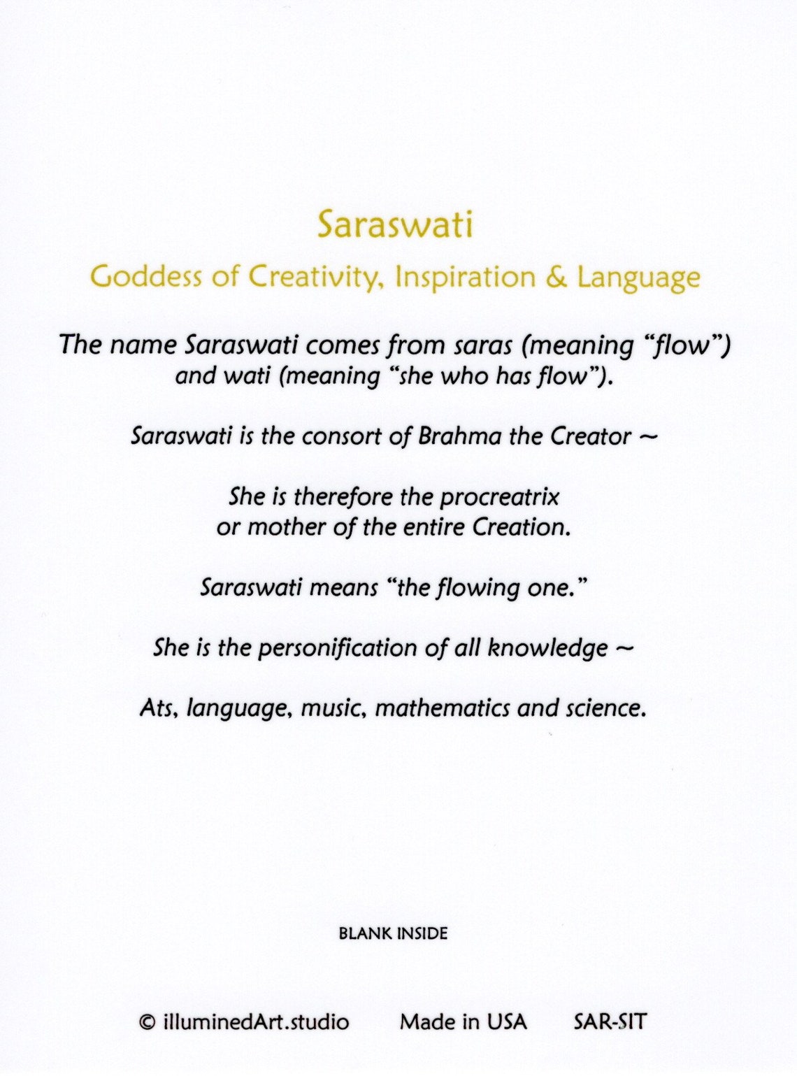 Saraswati Hand-embellished Card | Etsy