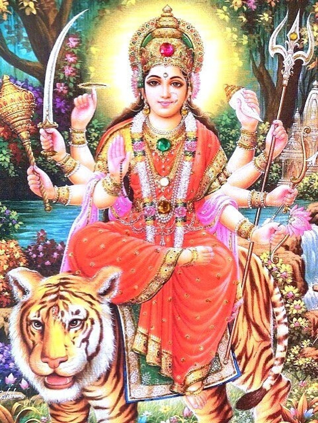 Art Print: Goddess Durga, Hand-embellished - Etsy