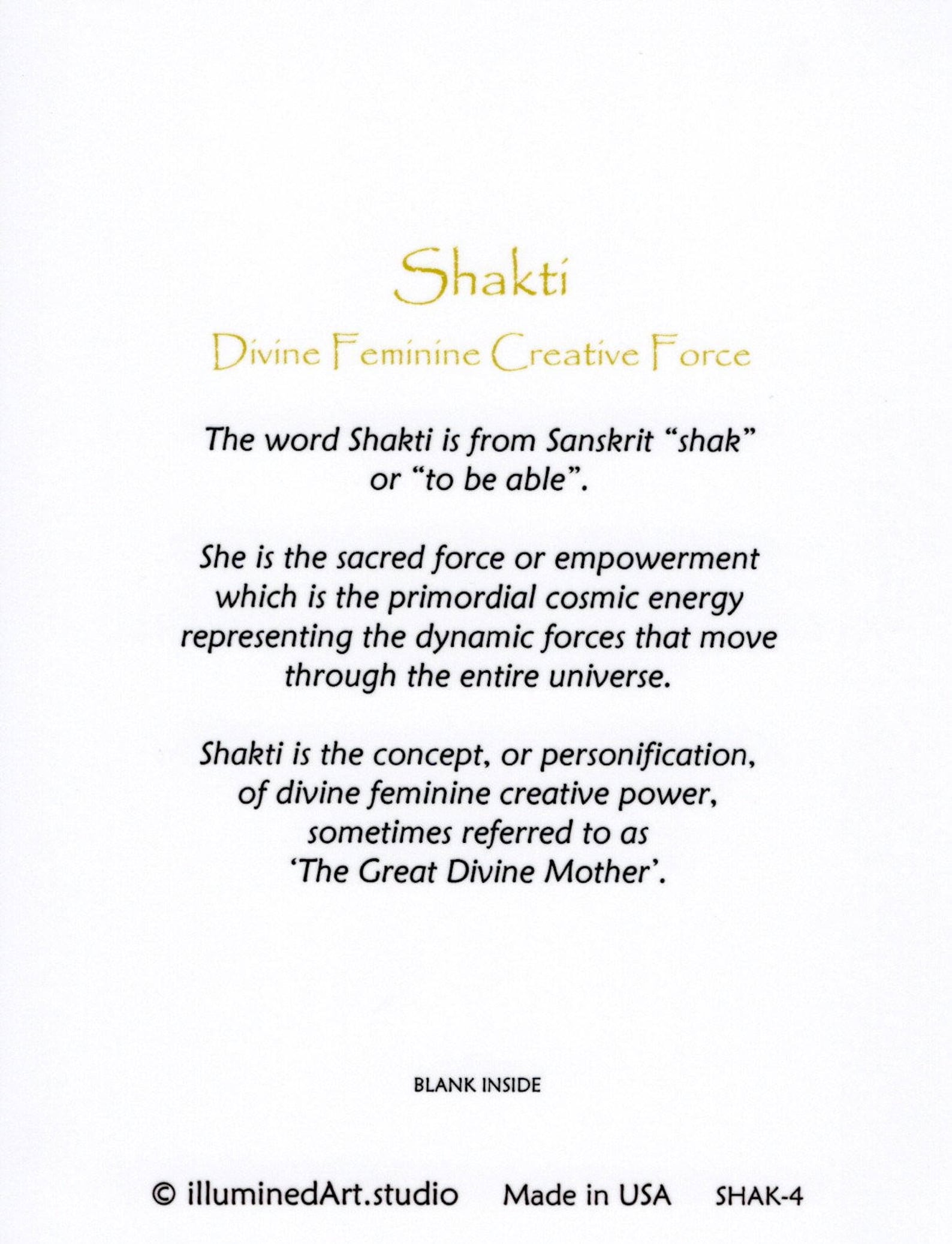 Goddess Shakti Card - Etsy