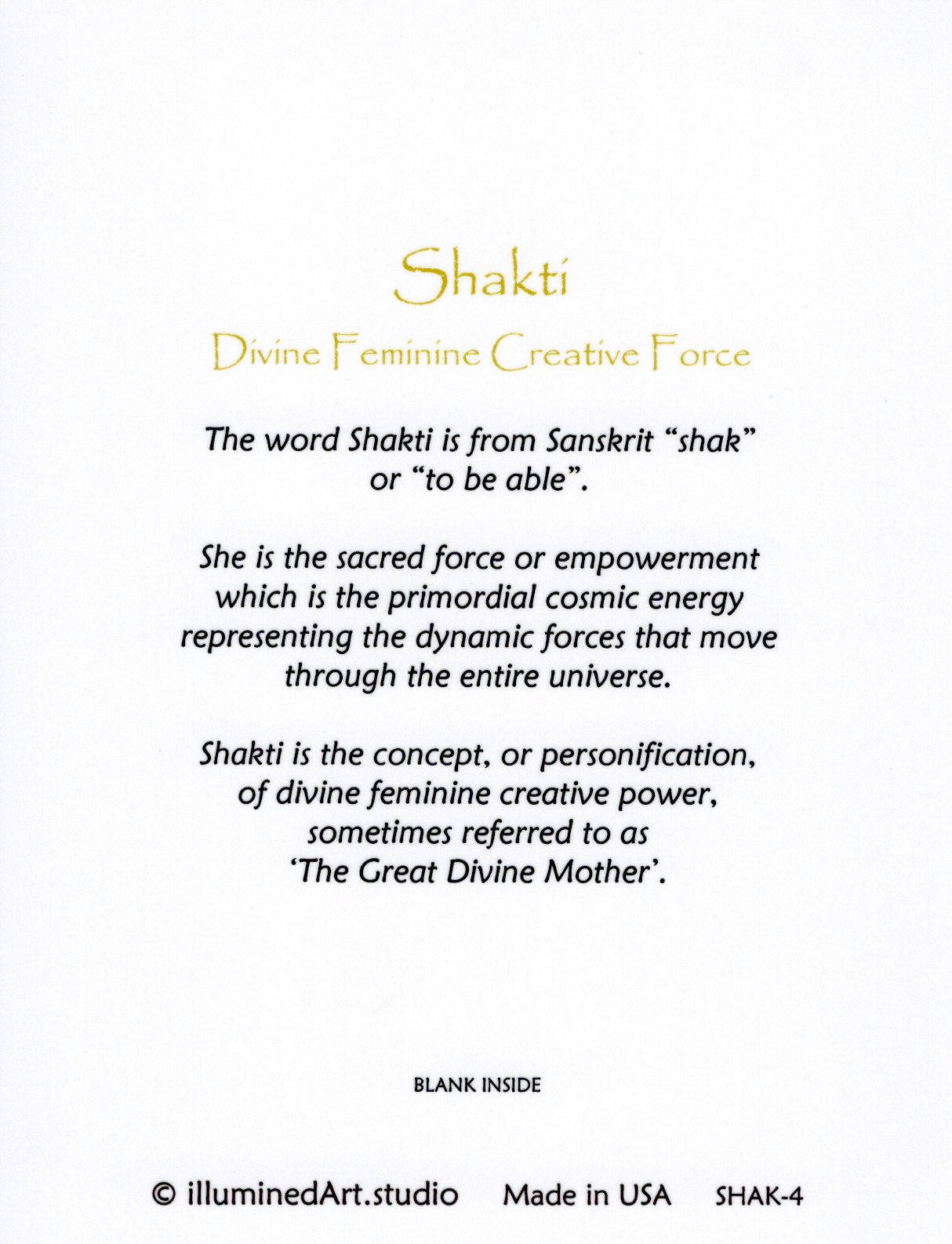 Goddess Shakti Card - Etsy