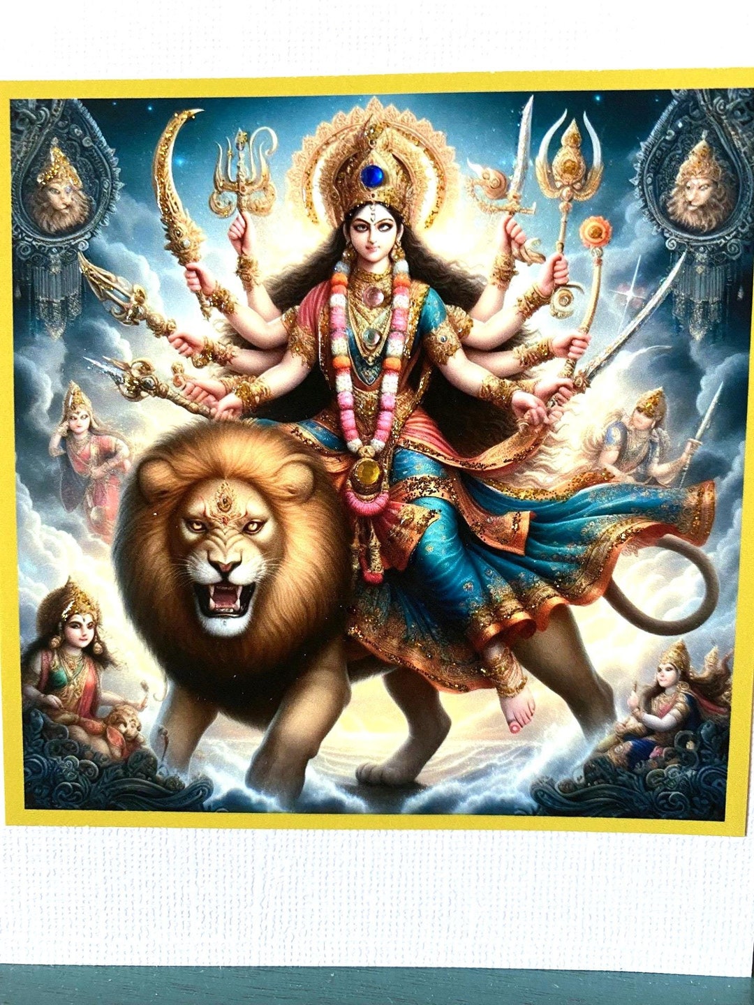 Goddess Durga Hand Embellished Greeting Card - Etsy