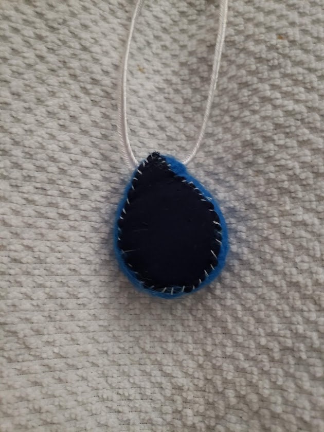 Plain Blue Glass Felt Necklace - Etsy