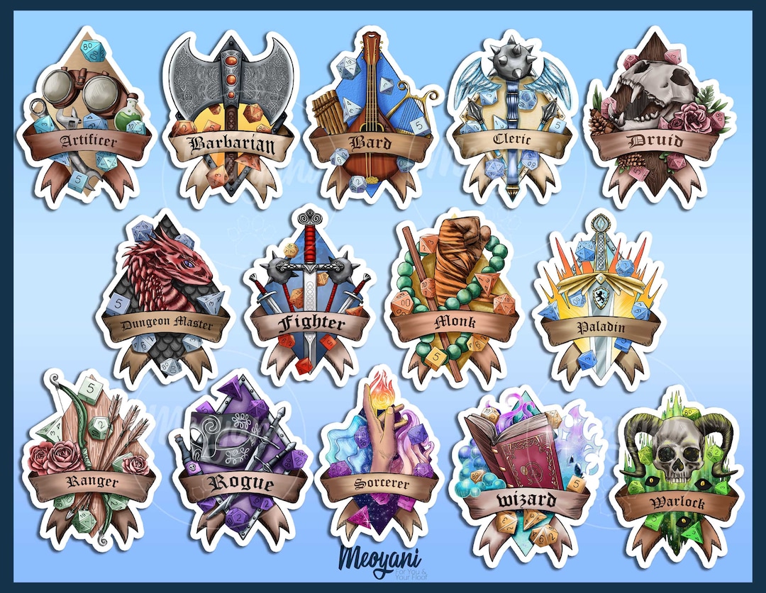 Dnd Class Sticker/ 3 Inch / Tumbler Sticker/ Water Bottle Sticker/ D&D ...