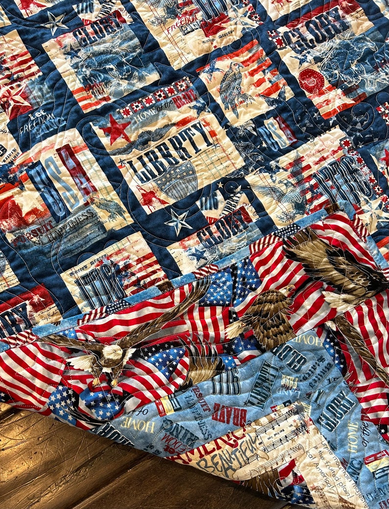 Patriotic Liberty, Glory American Flag Road Race Quilt - Etsy