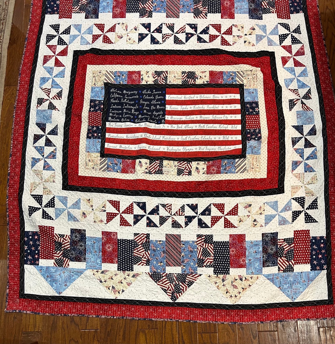 American Flag Quilt - Etsy