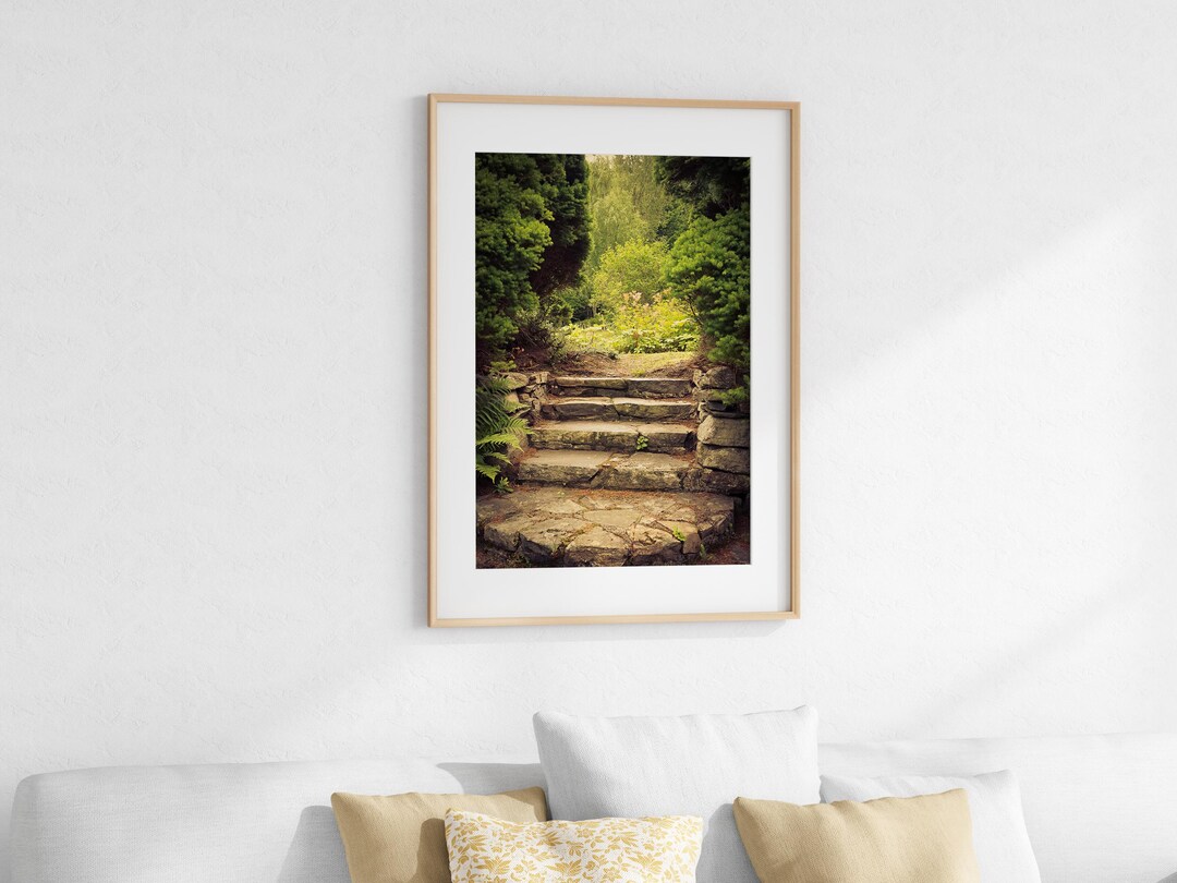 Cottagecore Wall Art | Garden Stone Steps Print | Rustic Garden Pathway ...