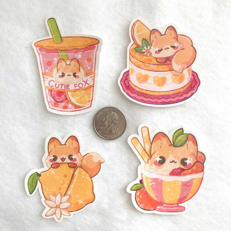 Citrus Fox Sticker Lemon Sticker Fox Sticker Orange - Etsy