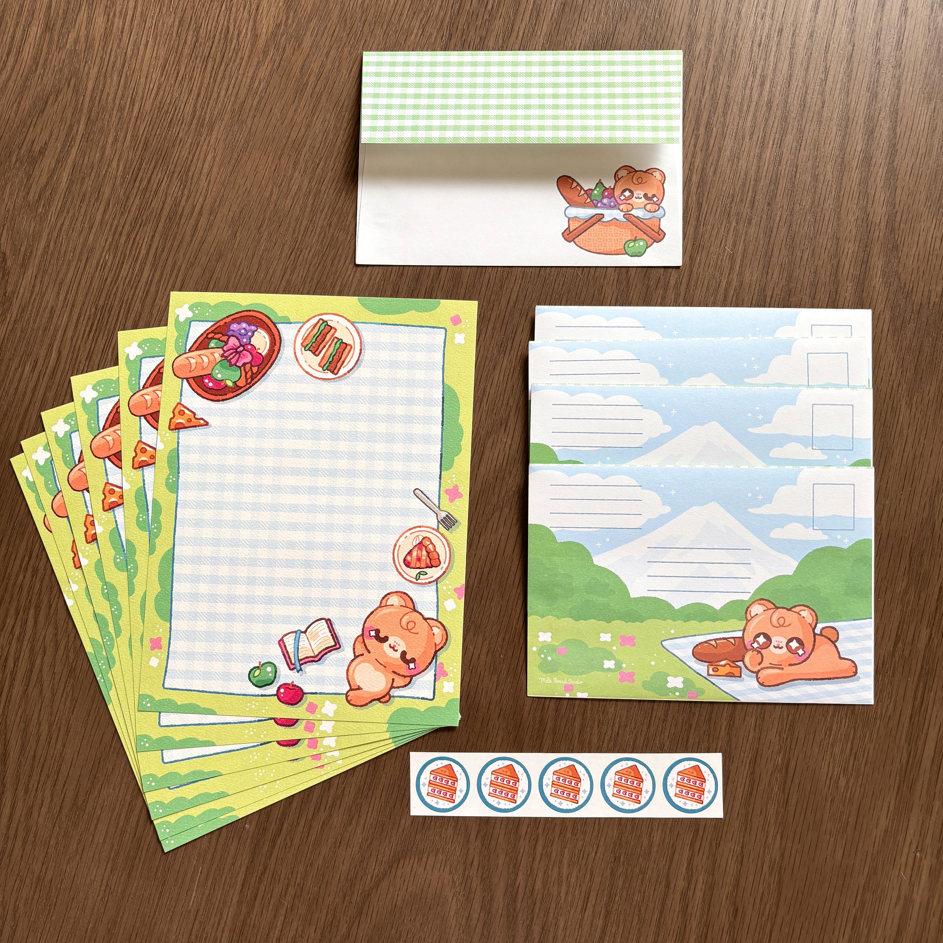 Cozy Picnic Letter Writing Set: Kawaii Bear Stationery Gift - Etsy