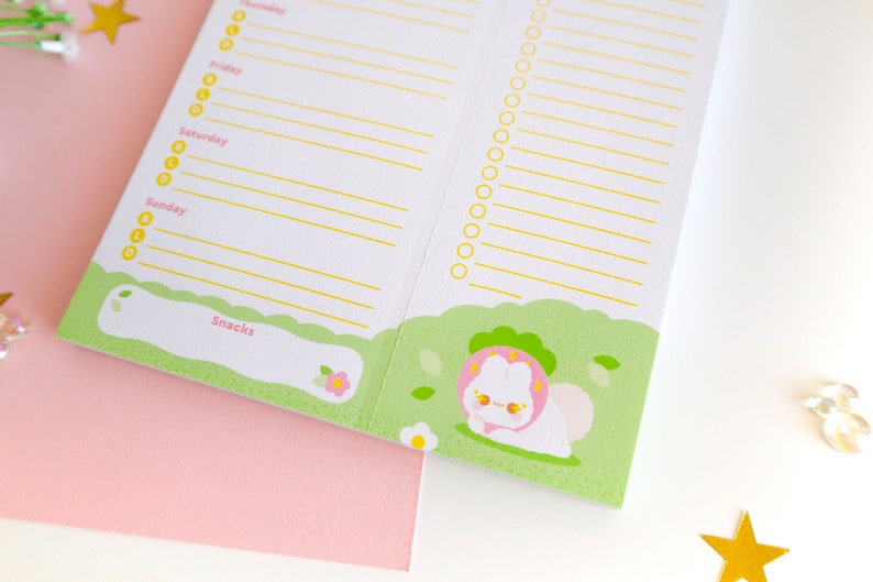 Strawberry Bunny Meal Planner Notepad: Perforated Grocery List ...