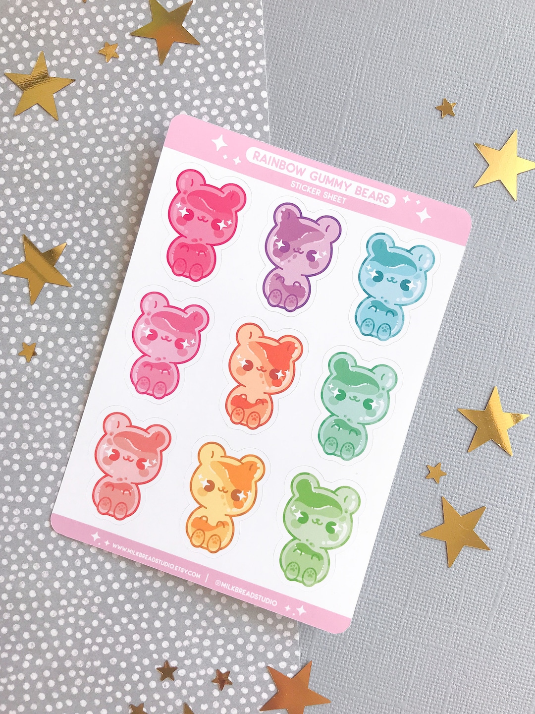 Rainbow Gummy Bear Planner Sticker Sheet, 4.5x3.25 Sticker Sheet, Candy ...