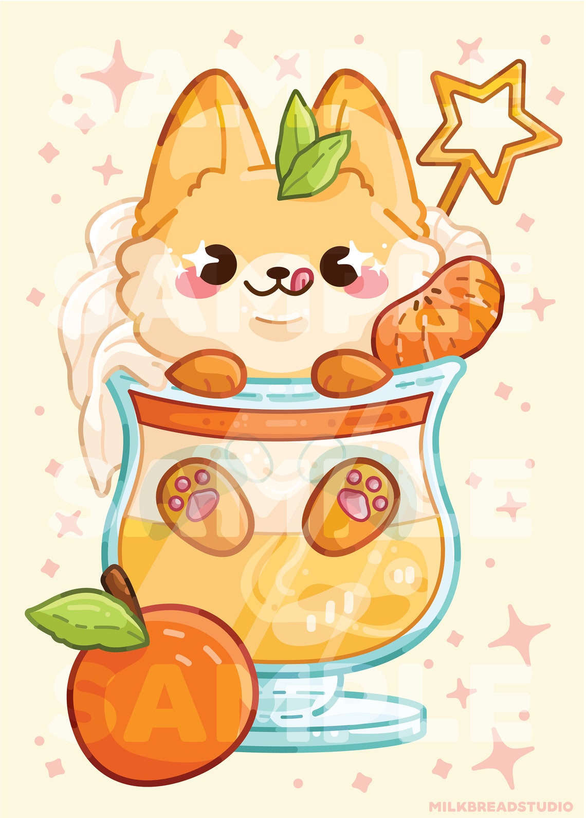 Holographic Dessert Fox Print Fox Wall Art Orange Parfait - Etsy