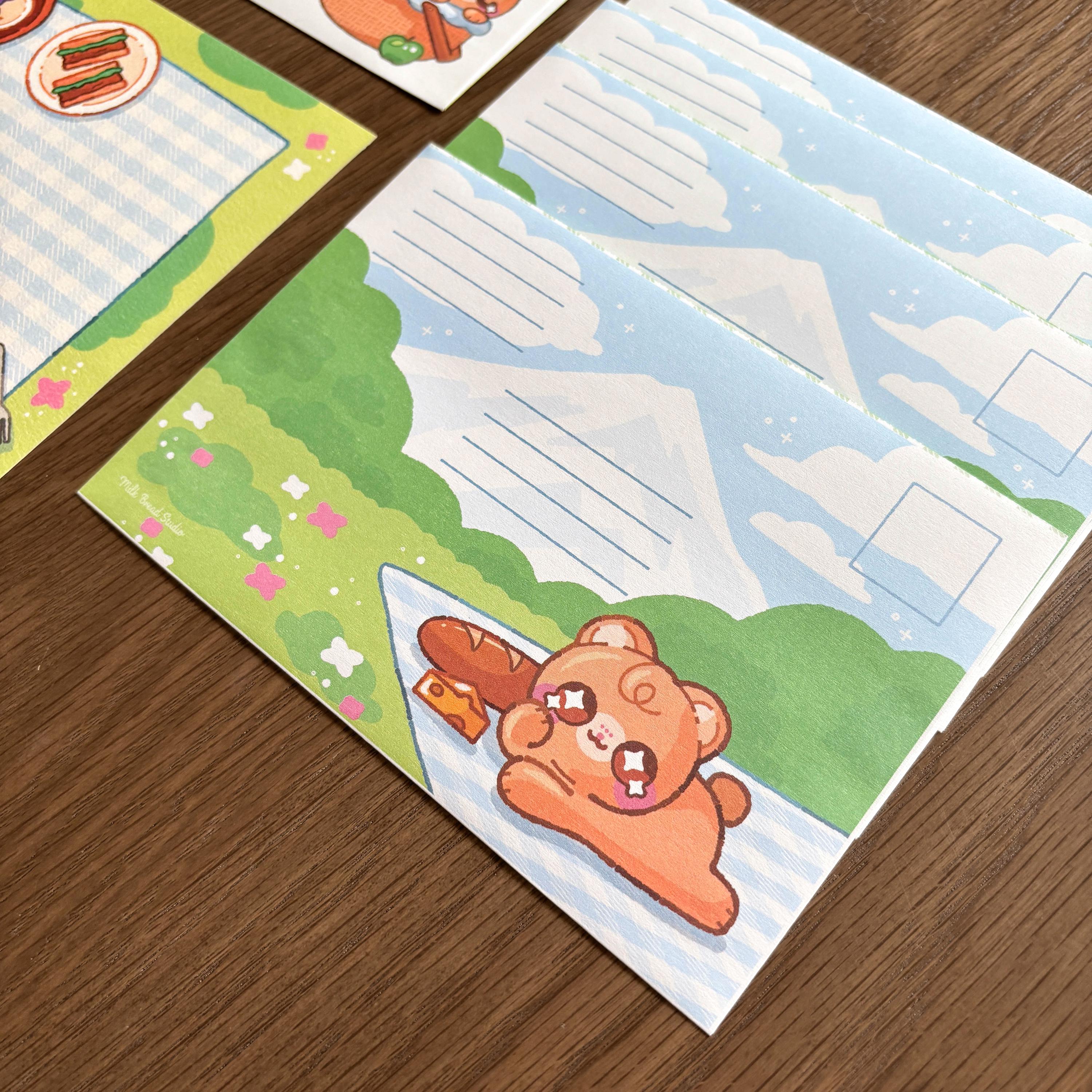 Cozy Picnic Letter Writing Set: Kawaii Bear Stationery Gift - Etsy