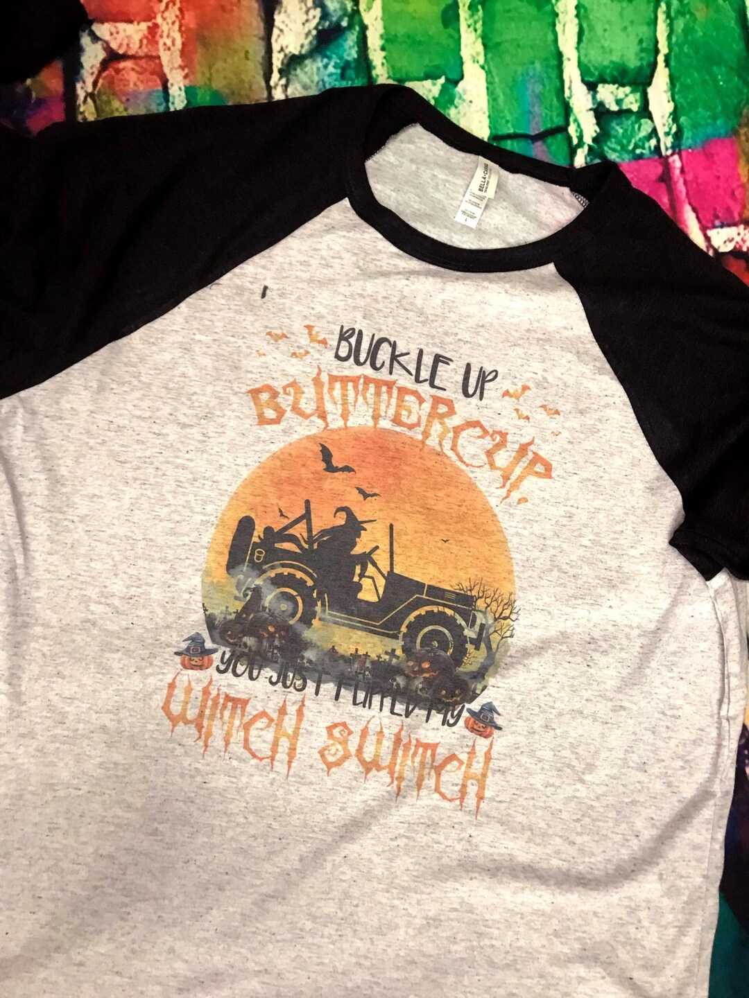 Buckle up Buttercup Jeep Halloween 3/4 Sleeve Baseball T-shirt Raglan ...