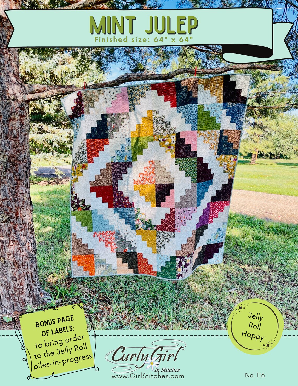 Mint Julep PDF Quilt Pattern - Jelly Roll Friendly, Modified Log Cabin, Scrappy Quilt Pattern - Etsy