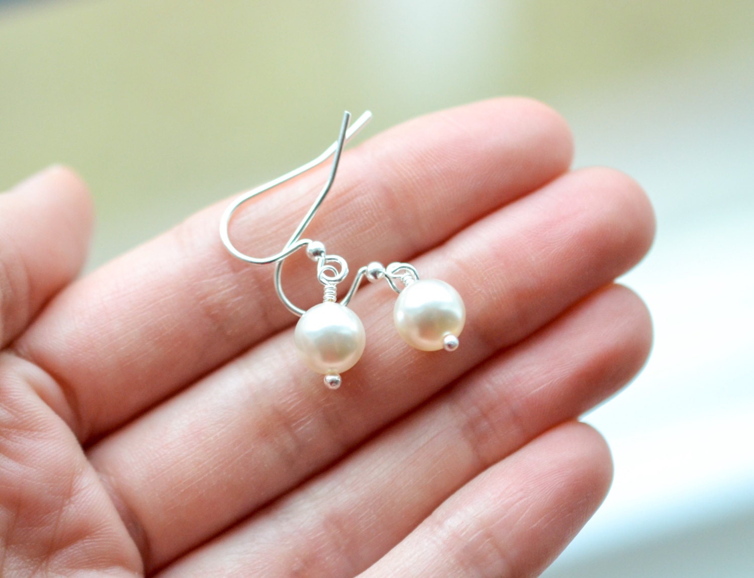 Pearl Earrings Sterling Silver Bridesmaids Earrings Pearl | Etsy