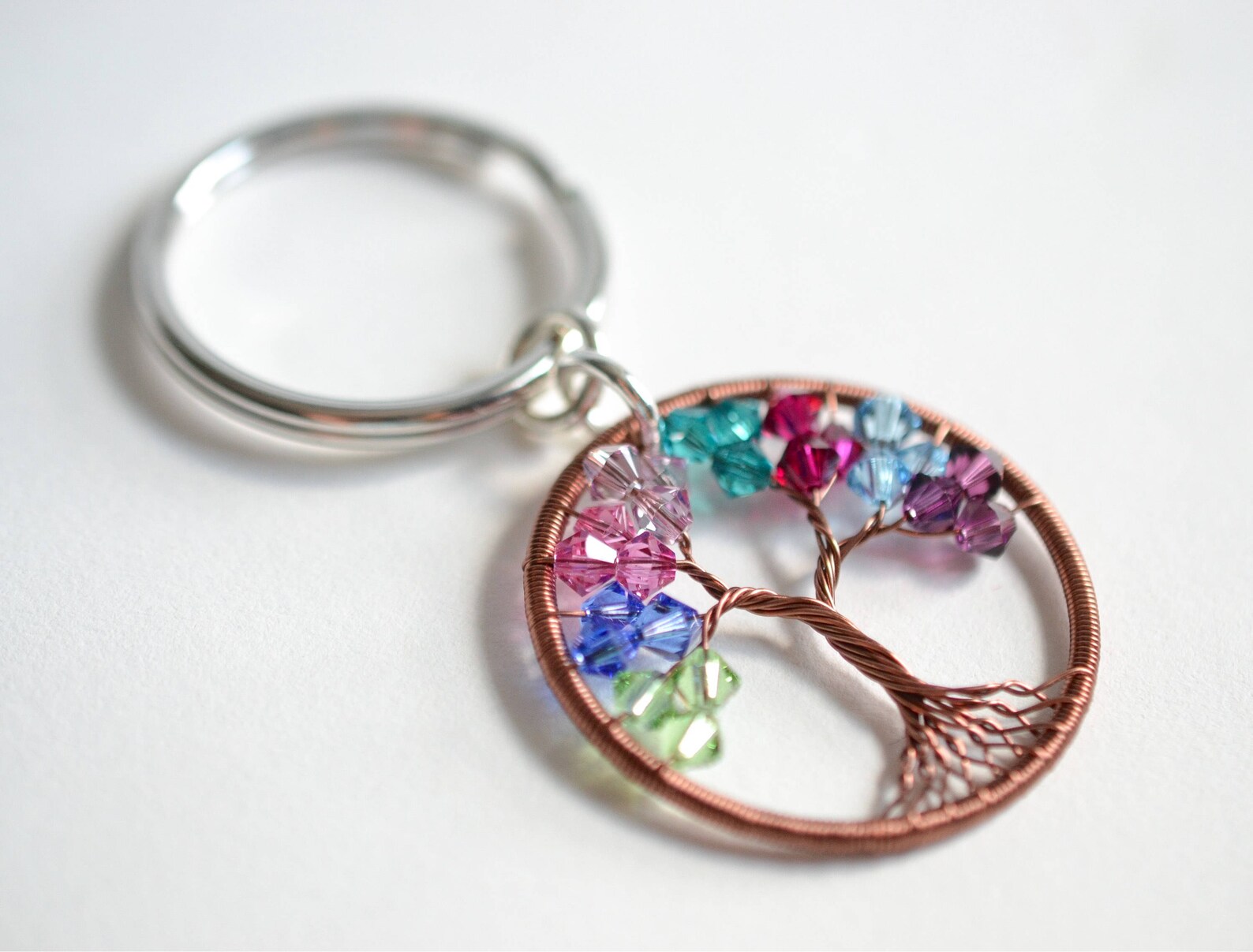 Antique Copper Family Tree Keychain Family Birthstone - Etsy 日本