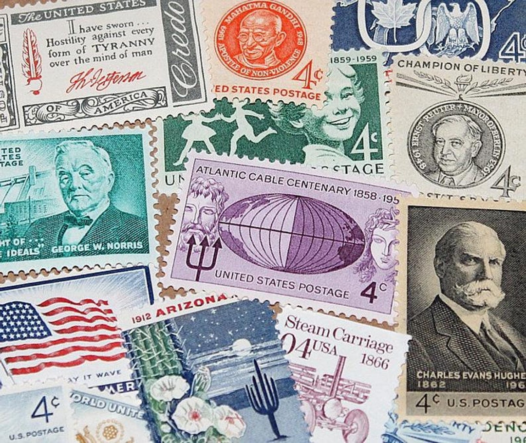 50 Different Unused Vintage 4c US Postage Stamps From the 1950s .. Grab ...