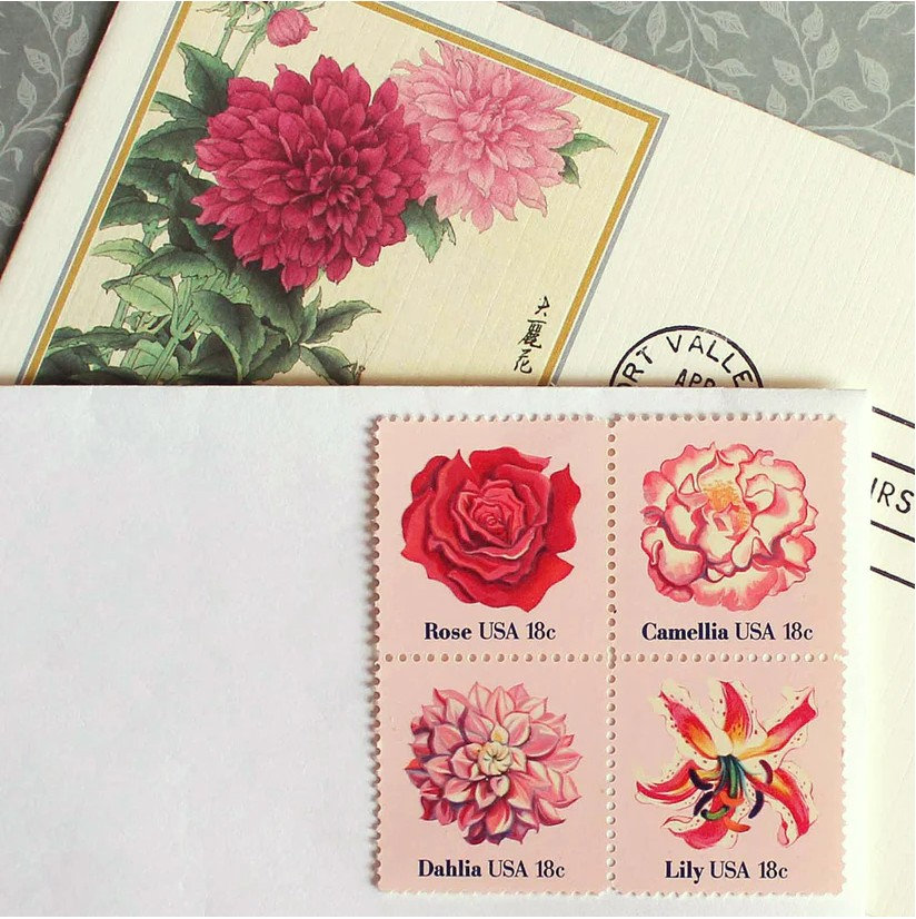Pack of 20 Stamps. Vintage Unused 18 Cent Postage Stamps. Pink Posies ...