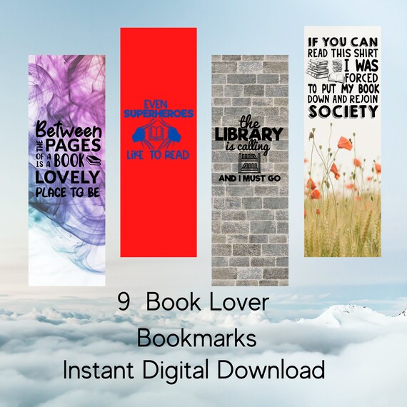 Reading themed bookmarks print yourself | Etsy