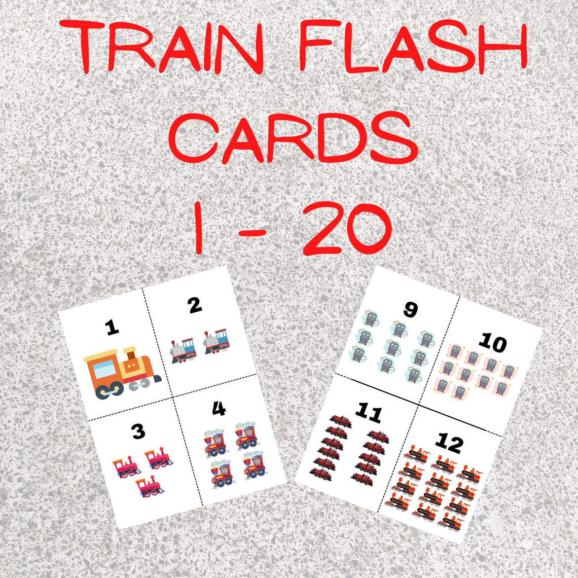 Train Number Flash Cards, 1-20 - Etsy UK