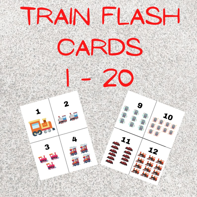 Train Number Flash Cards, 1-20 - Etsy