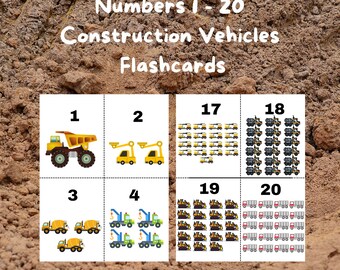 Construction Flash Cards - Etsy