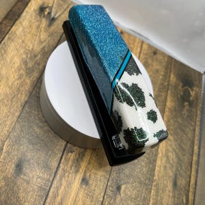 Turquoise and Cow Print Desk Set - Etsy