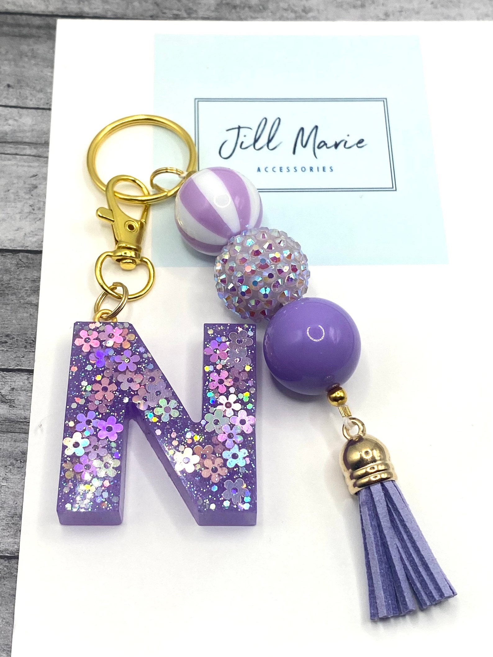 Lavender Bubblegum Bead Keychain - Etsy