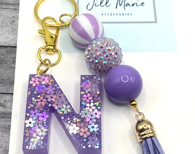 Lavender Bubblegum Bead Keychain - Etsy