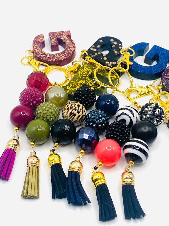 Custom Bubblegum Bead Keychain With No Initial - Etsy