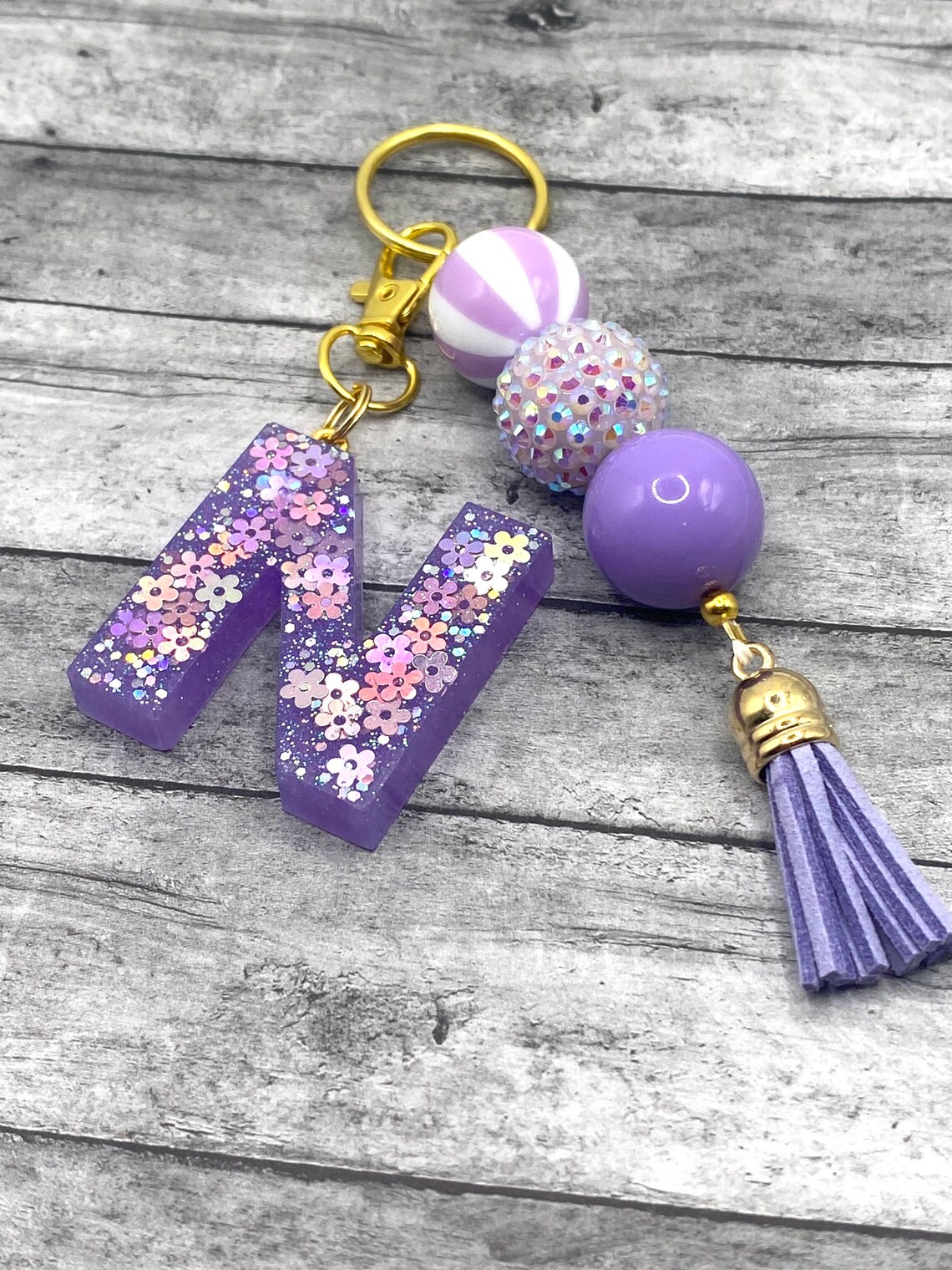 Lavender Bubblegum Bead Keychain - Etsy