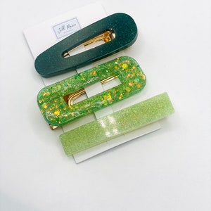 Shades of Green Hair Clips - Etsy