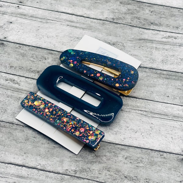 Navy Hair Clips - Etsy
