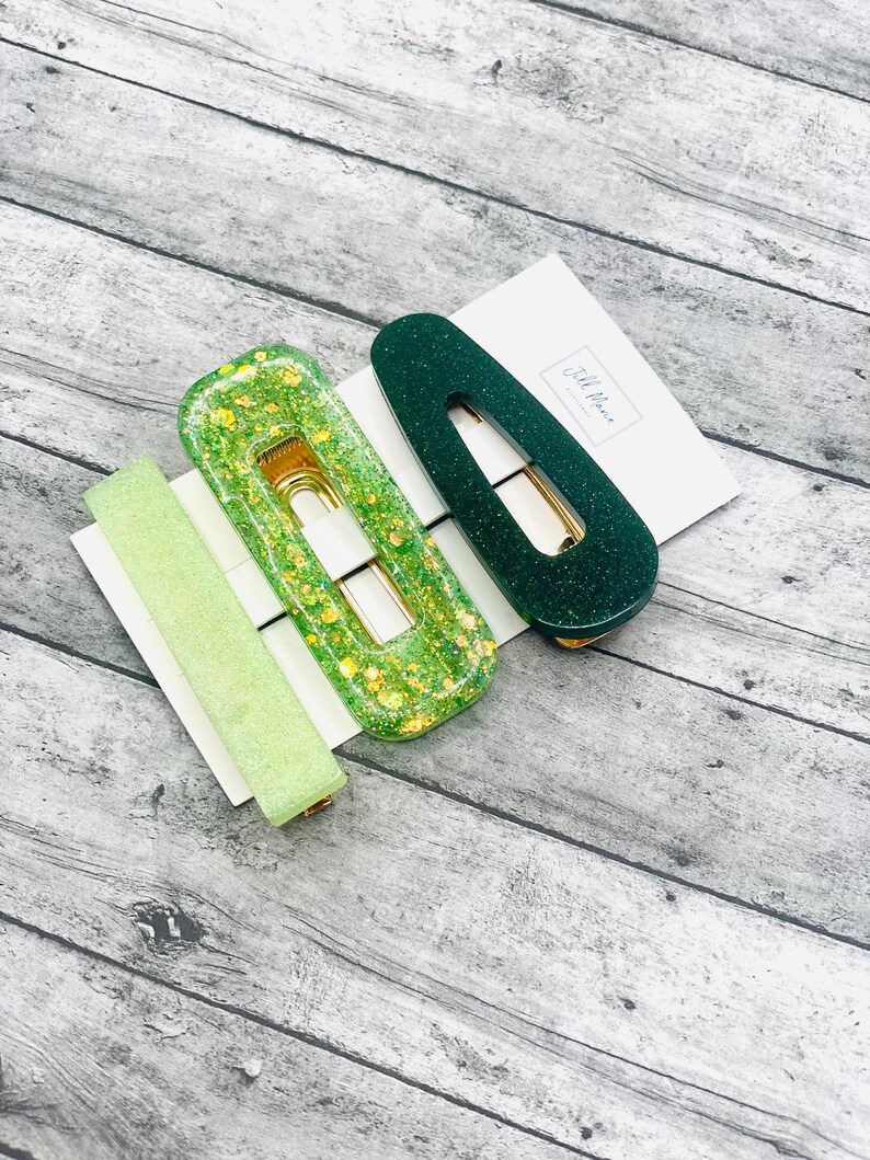 Shades of Green Hair Clips - Etsy