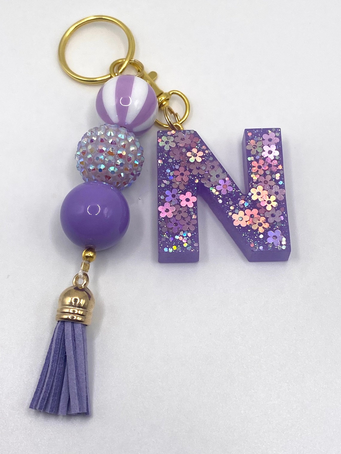 Lavender Bubblegum Bead Keychain - Etsy