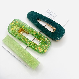 Shades of Green Hair Clips - Etsy