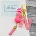 Pink Bubblegum Beaded Keychain With Custom Resin Initial. - Etsy