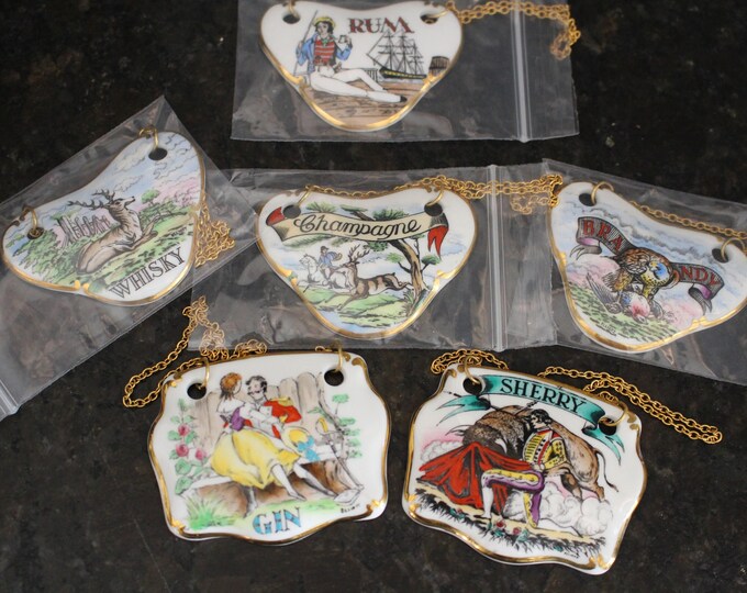 Decanter Hanging Labels, Rare Collection of Seven Tags, Royal Grafton ...