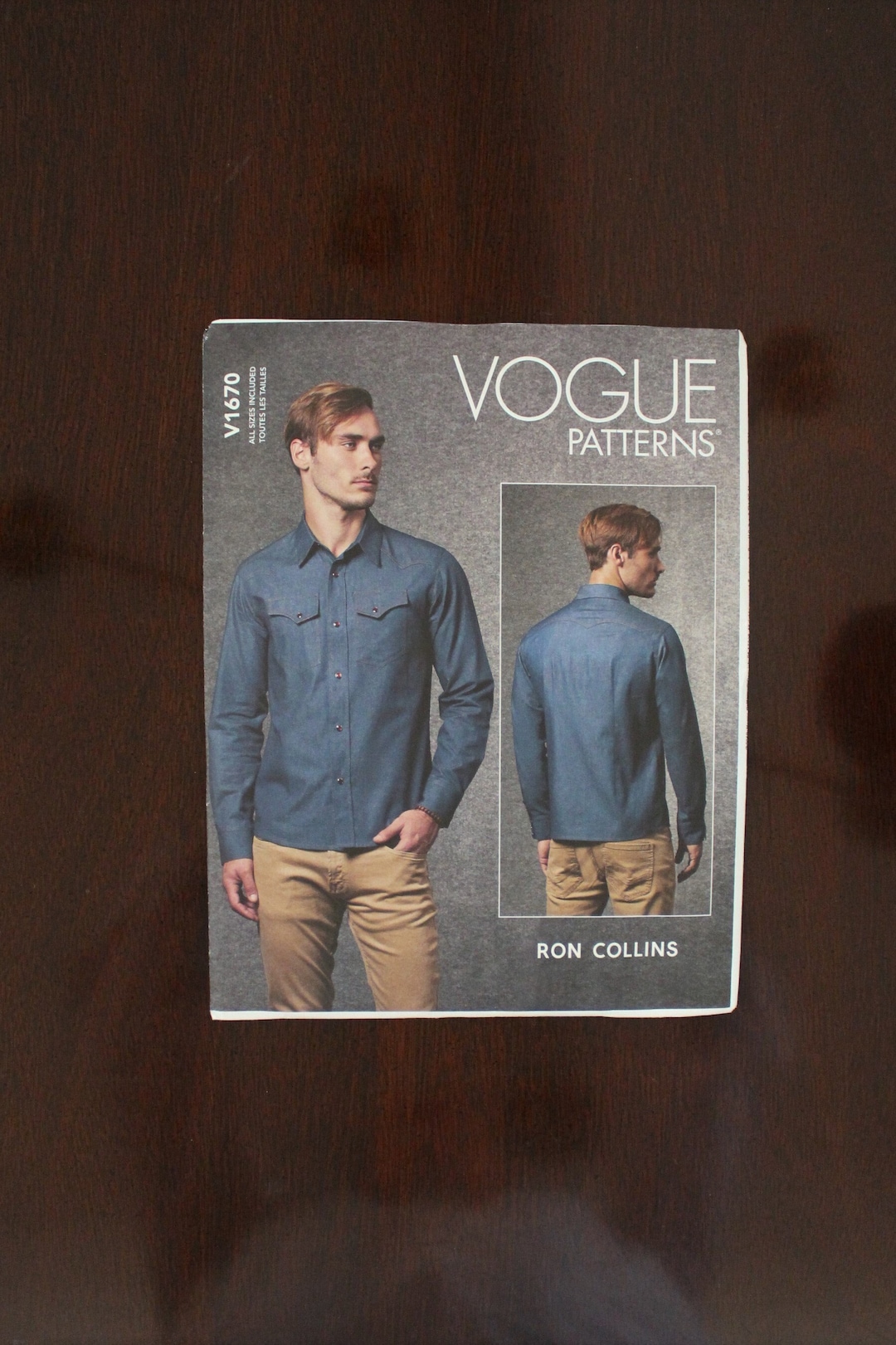 VOGUE V1670 Ron Collins, Semi Fitted Shirt, Snap and Button Closures ...