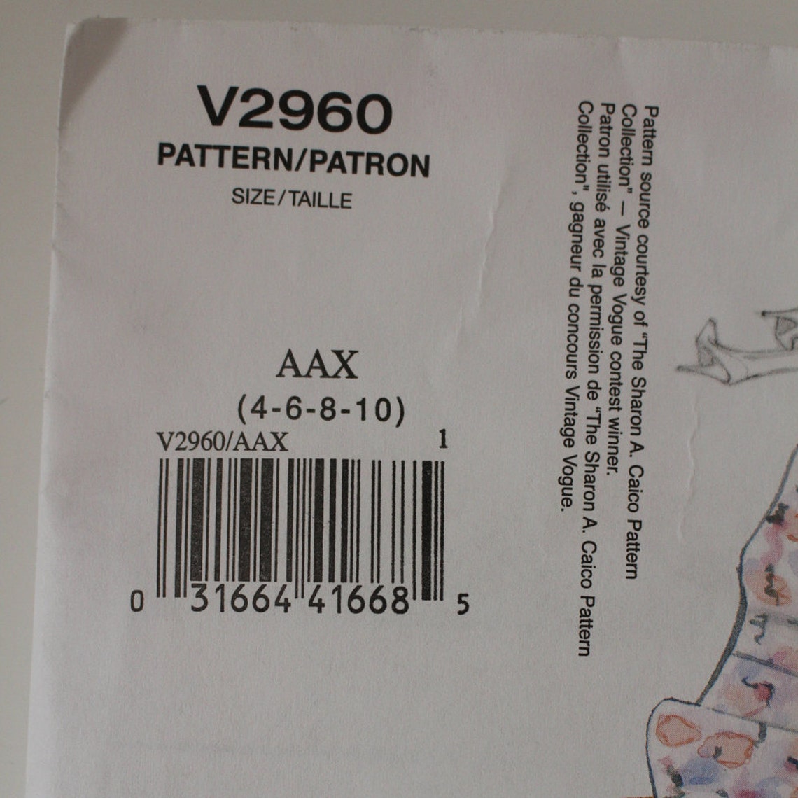 VOGUE V2960 Original 1954 Design ~ Close Fitting, Low Neckline Cap ...