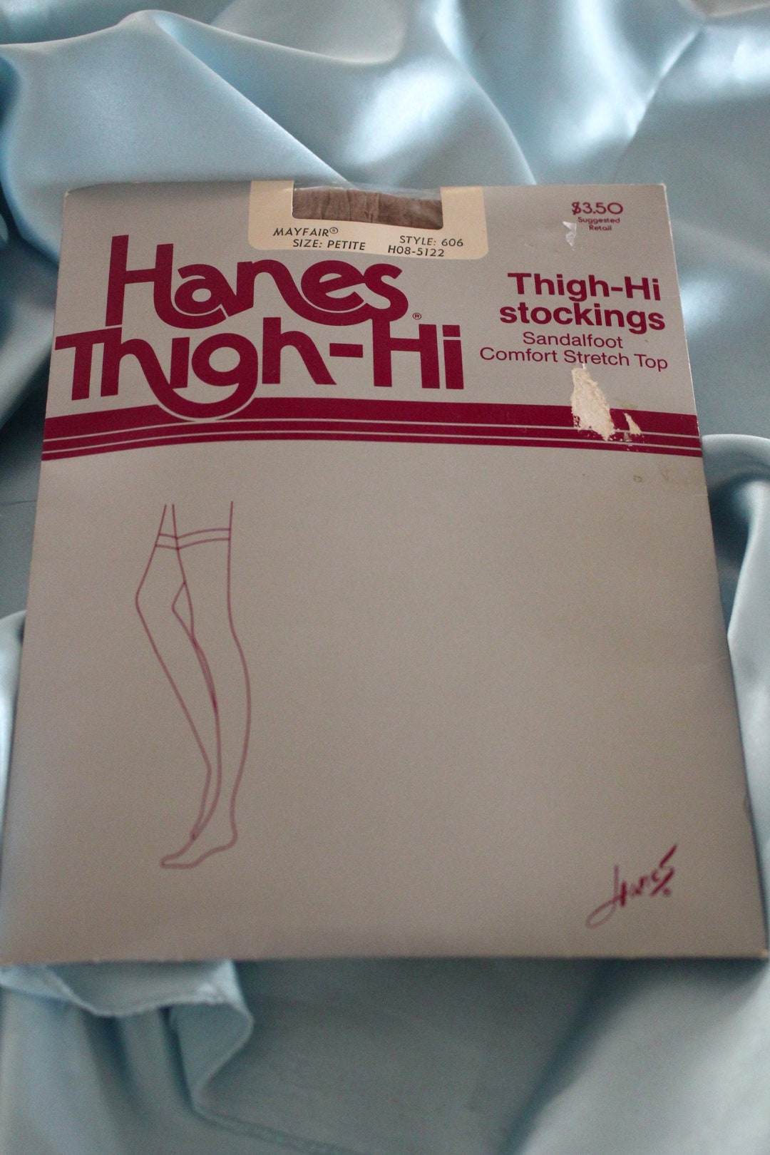 THIGH-HI Hanes Stockings Sandalfoot Comfort Stretch Top, Vintage ...