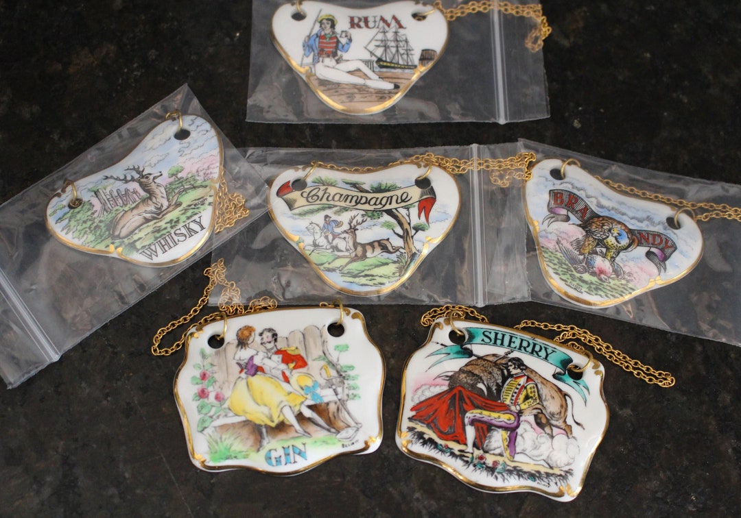 Decanter Hanging Labels, Rare Collection of Seven Tags, Royal Grafton ...